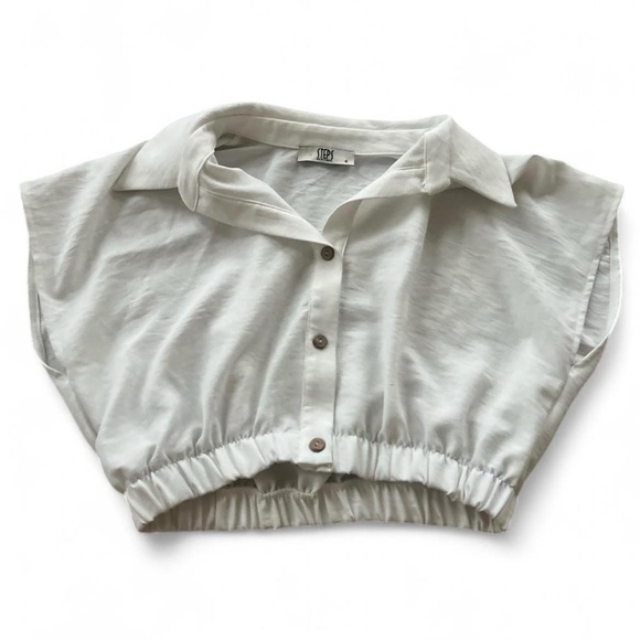 Tops | Steps New York White Buttonup Crop Top | Poshmark